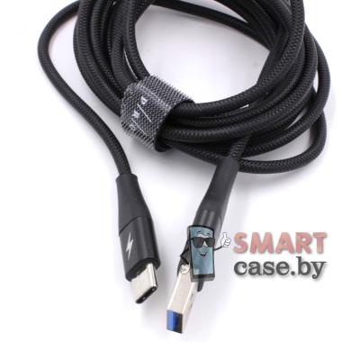 Кабель Profit QY18 USB - Type-C 200 см, быстрая зарядка (чёрный)